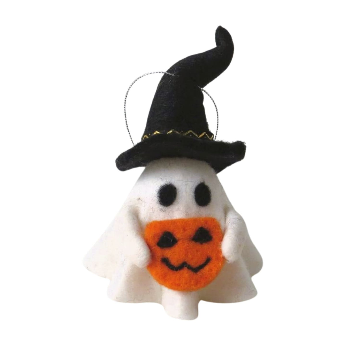 Halloween Felt Ghost with Witches Hat & Pumpkin Hanging Decoration - 1 ...