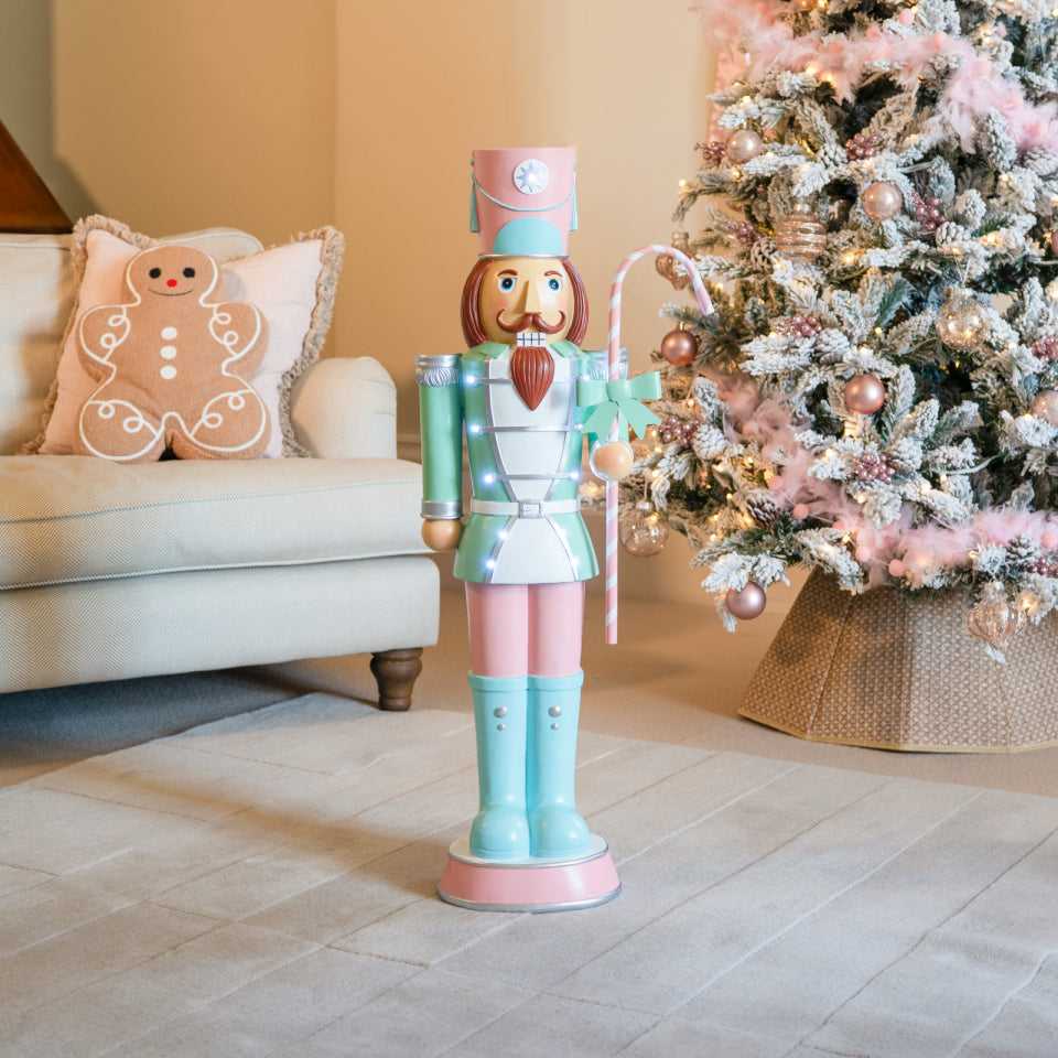 Noel the 3ft Pastel Pink Pastels Giant Nutcracker with Candy Cane Ligh – Southwood Christmas Shop
