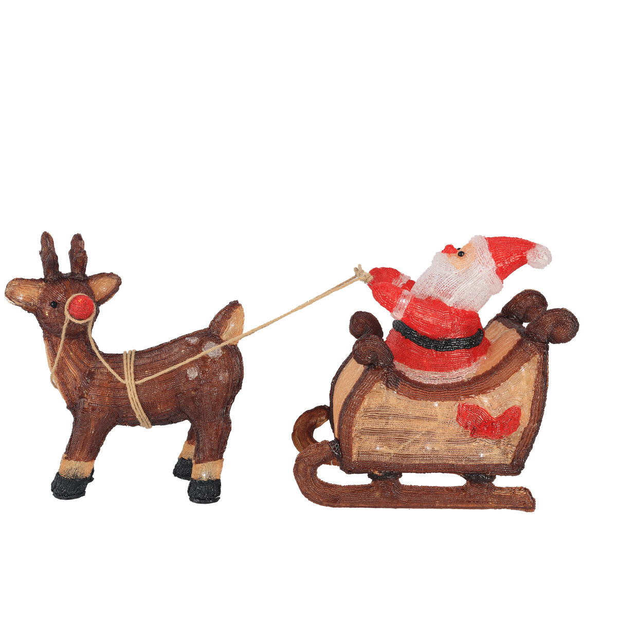 LED Acrylic Santa with Sled / Sleigh - 90 LEDs – Southwood Christmas Shop