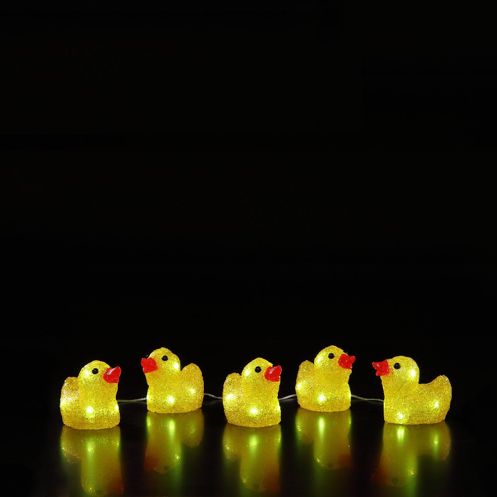 NOMA Light Up LED Acrylic Yellow Ducks Set of 5 String Lights ...