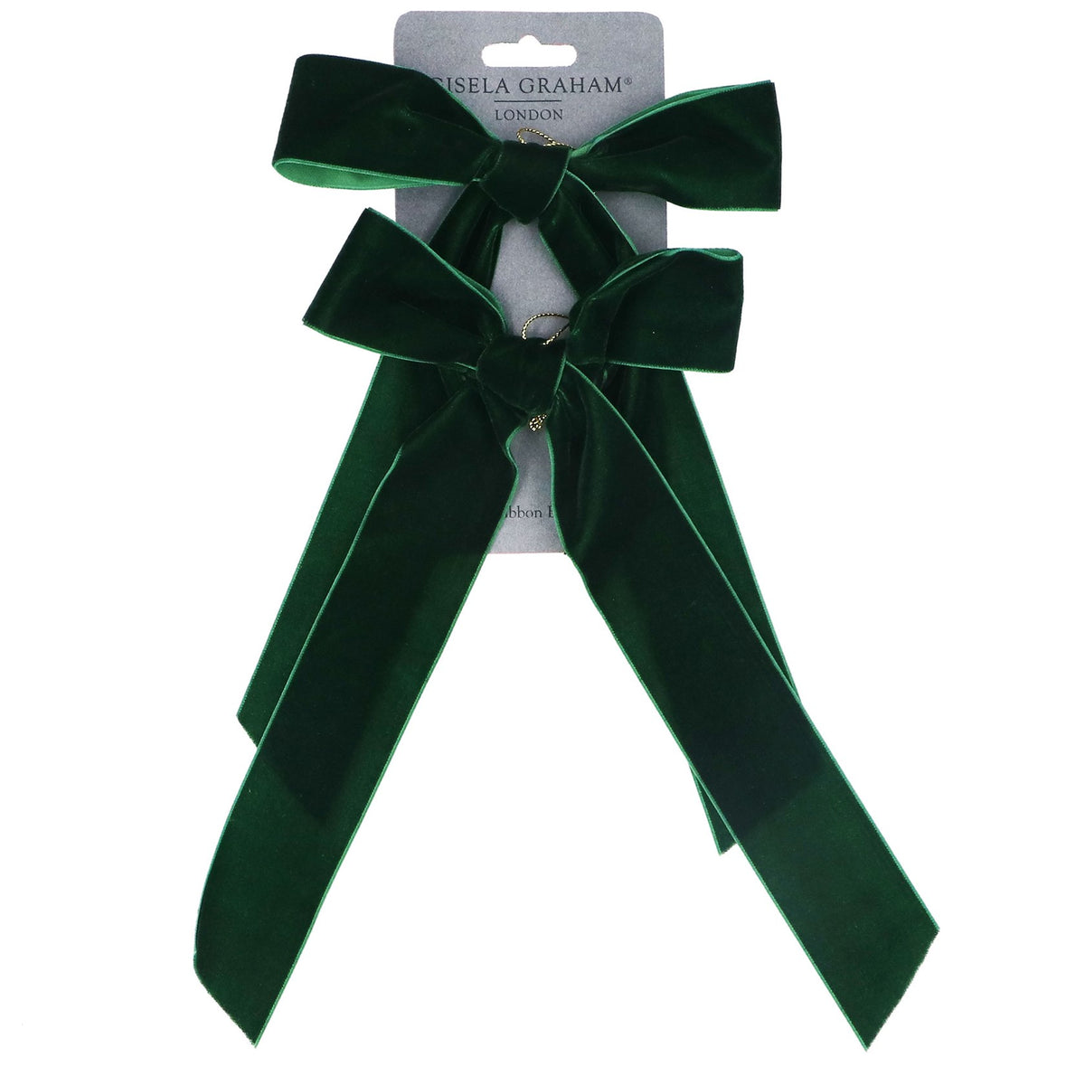 Gisela Graham Pack of 2 Dark Green Velvet Bows - 28cm – Southwood ...