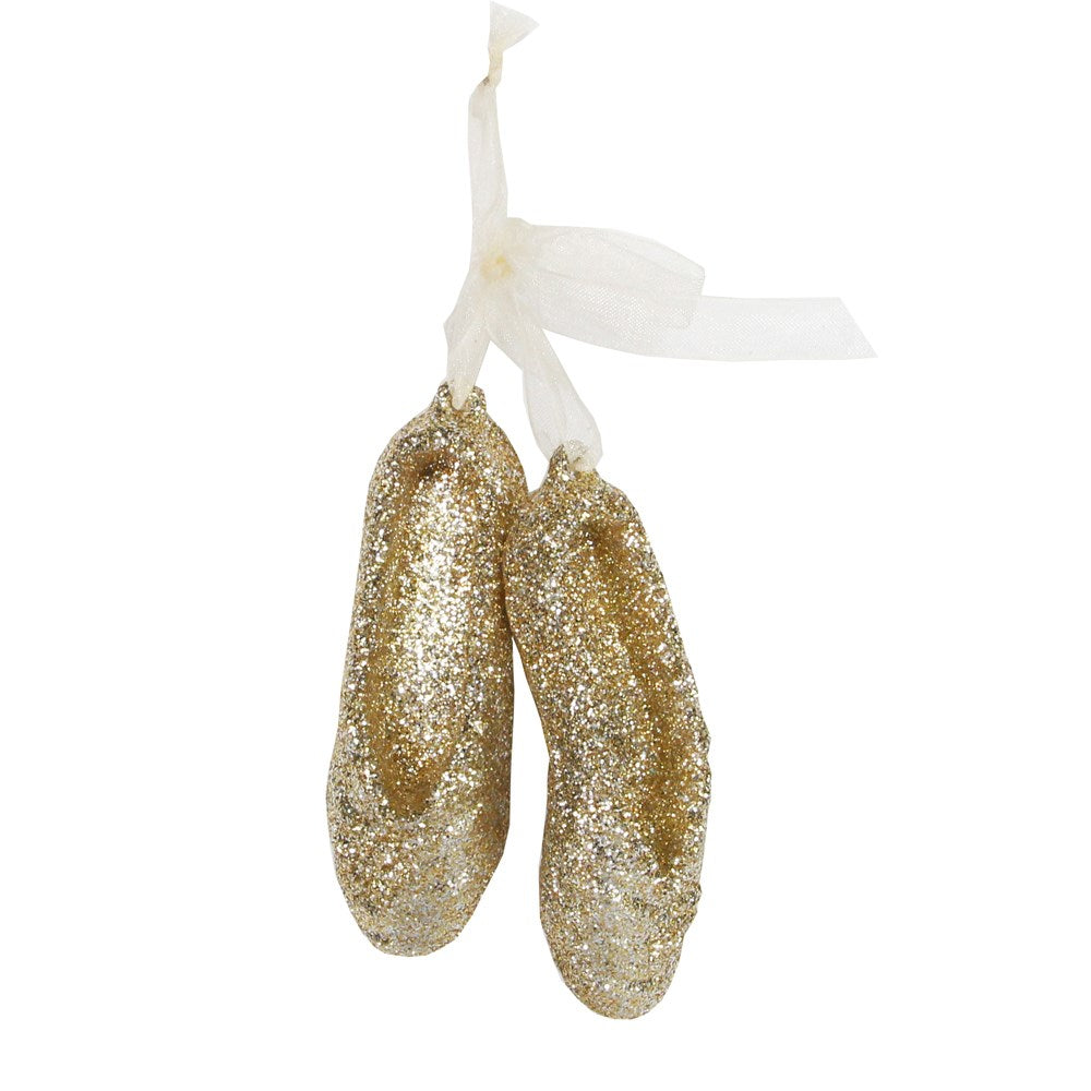Gisela Graham - Acrylic Gold Sparkle Ballet Shoes Christmas Tree Baubl ...