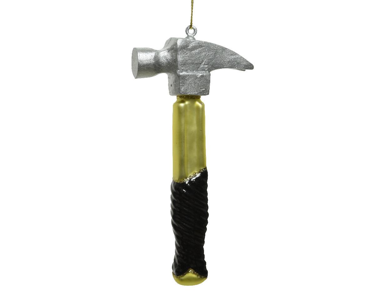 Shiny Glass Silver & Gold Hammer Hanging Christmas Tree Decoration ...