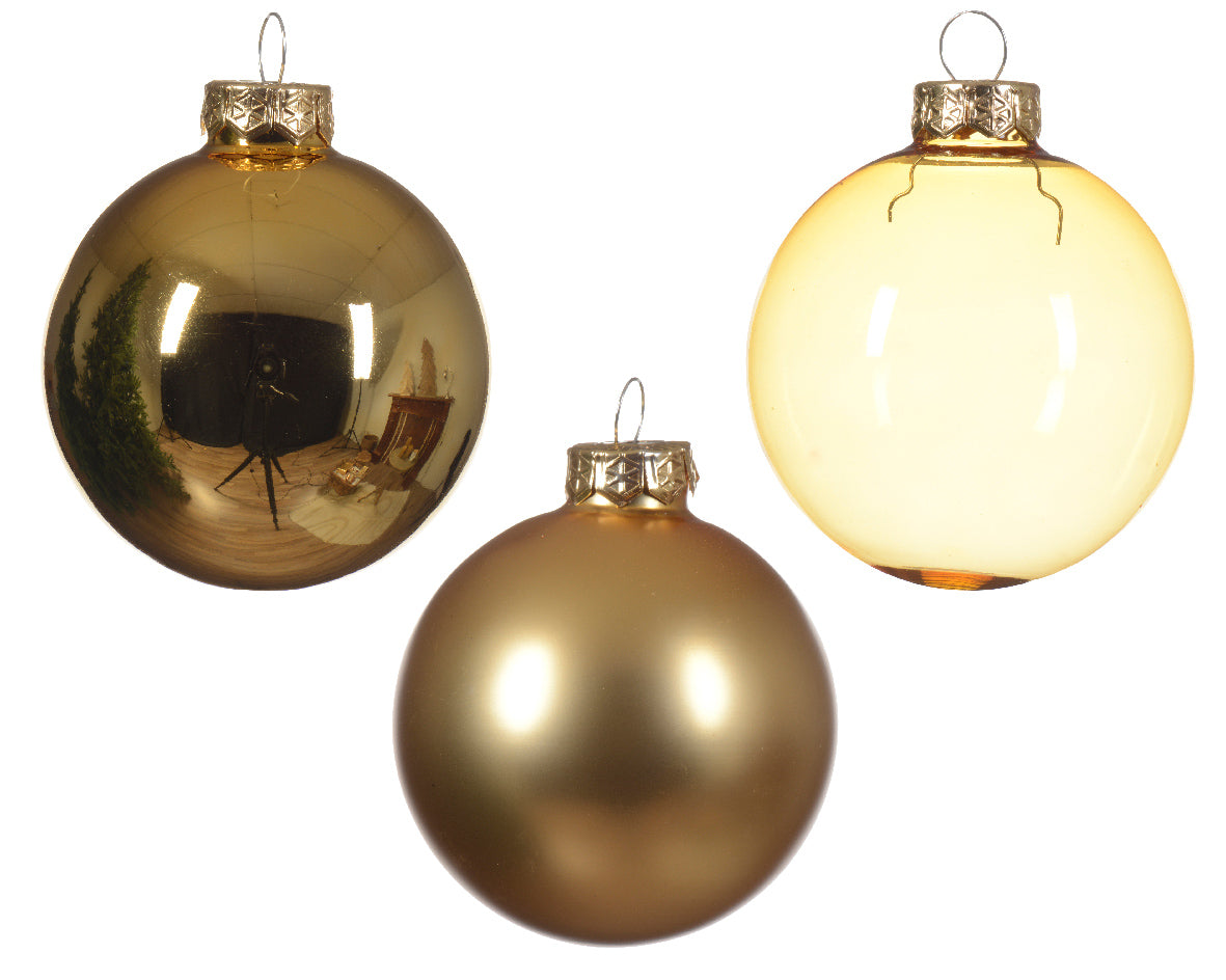 Light Gold 7cm Glass Baubles - Set of 21 – Southwood Christmas Shop