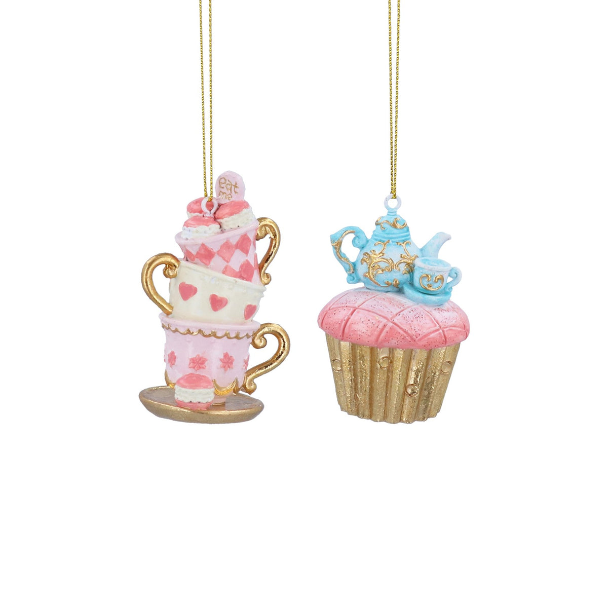 Gisela Graham - Resin Tea and Cake Christmas Tree Decoration / Bauble ...