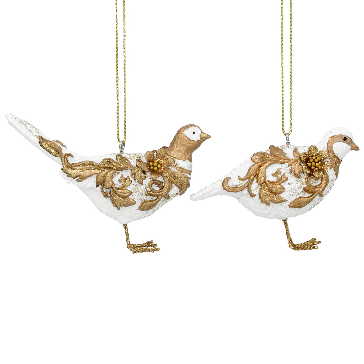 Gisela Graham - Cream & Gold Pheasant or Partridge Hanging Decoration ...
