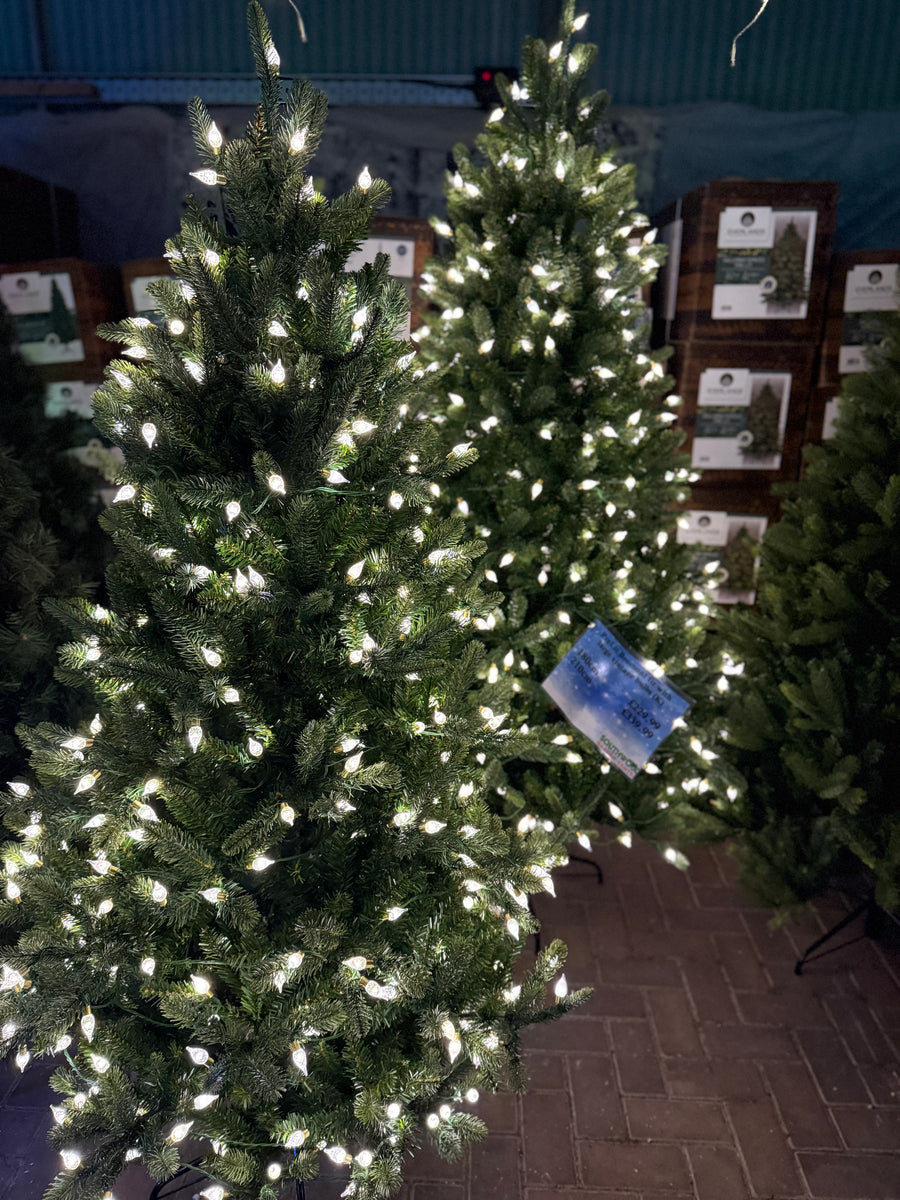 Everlands Pre-Lit Bromont Fir Artificial Christmas Tree with Large Vin ...