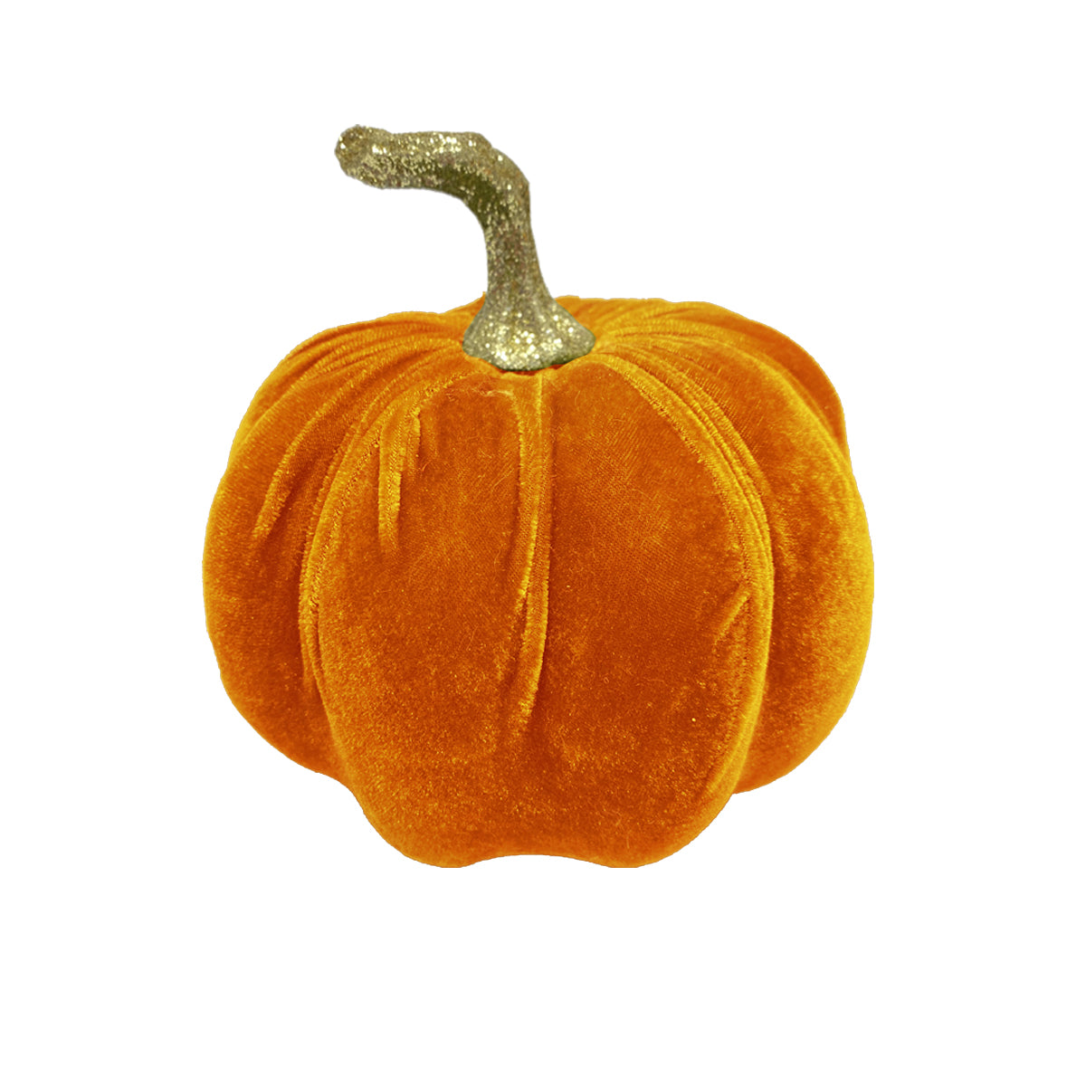 Orange Velvet Pumpkin with Gold Glitter Stem - 17cm – Southwood ...