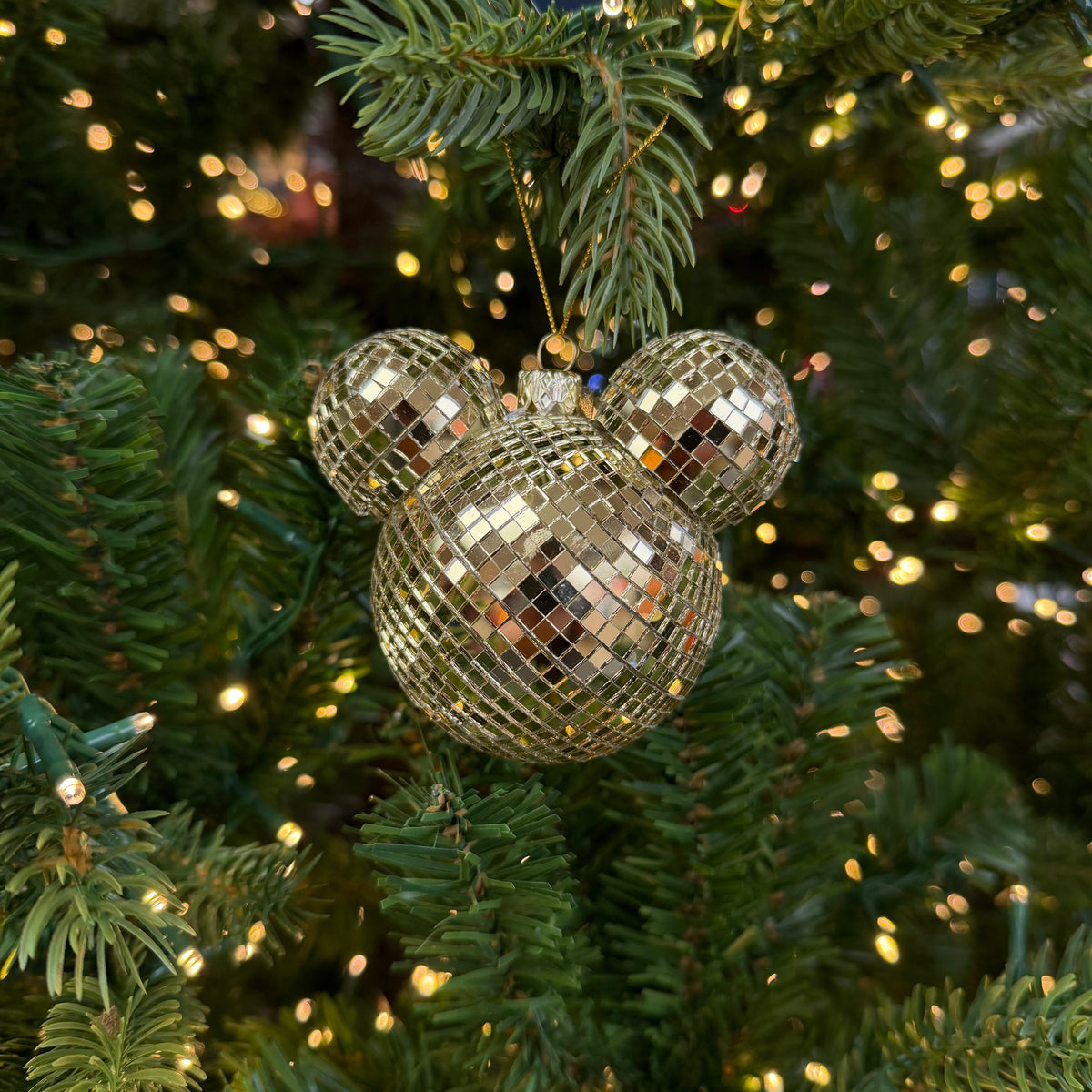 Disney Mickey Mouse Shaped Disco Ball Gold Head Christmas Bauble ...