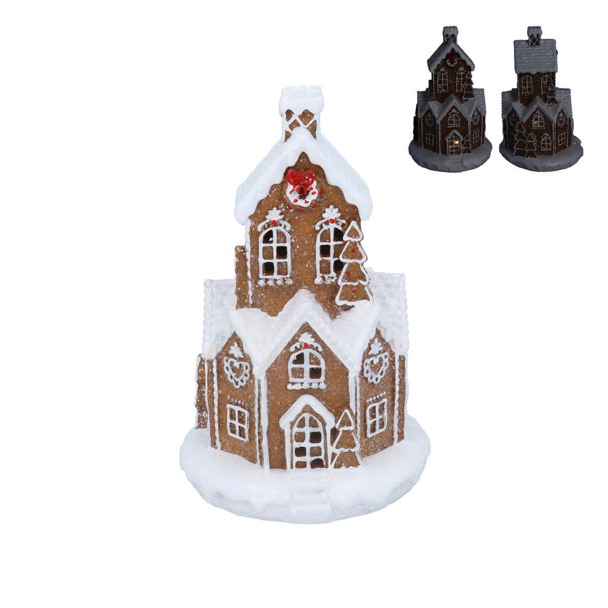 Gisela Graham - Resin White Iced LED Gingerbread Village - Medium ...
