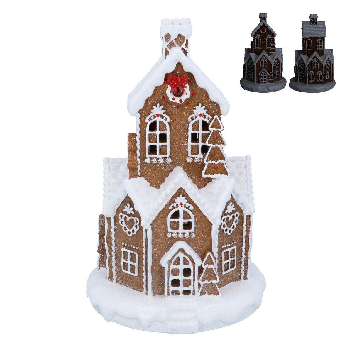 Gisela Graham - Resin White Iced LED Gingerbread Village - Large ...