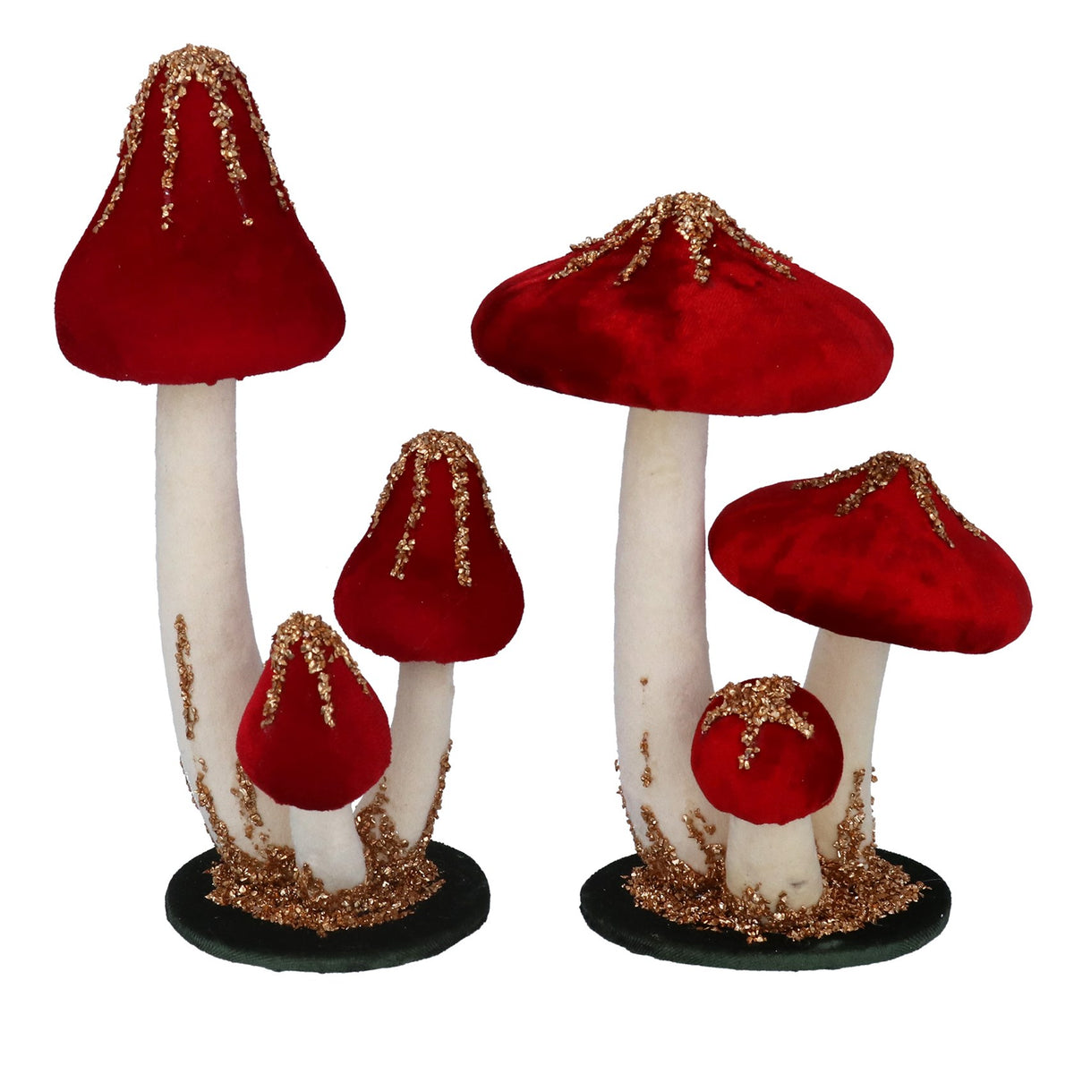 Gisela Graham Red Cap Toadstool Trio with Gold Glitter Ornament ...