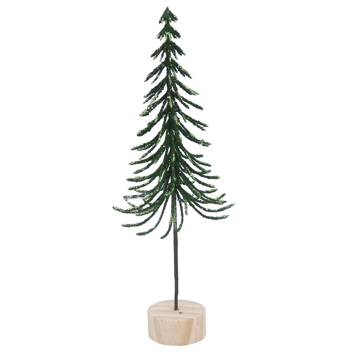 Gisela Graham Green Slim Glittered Tree on Log Christmas Ornament ...