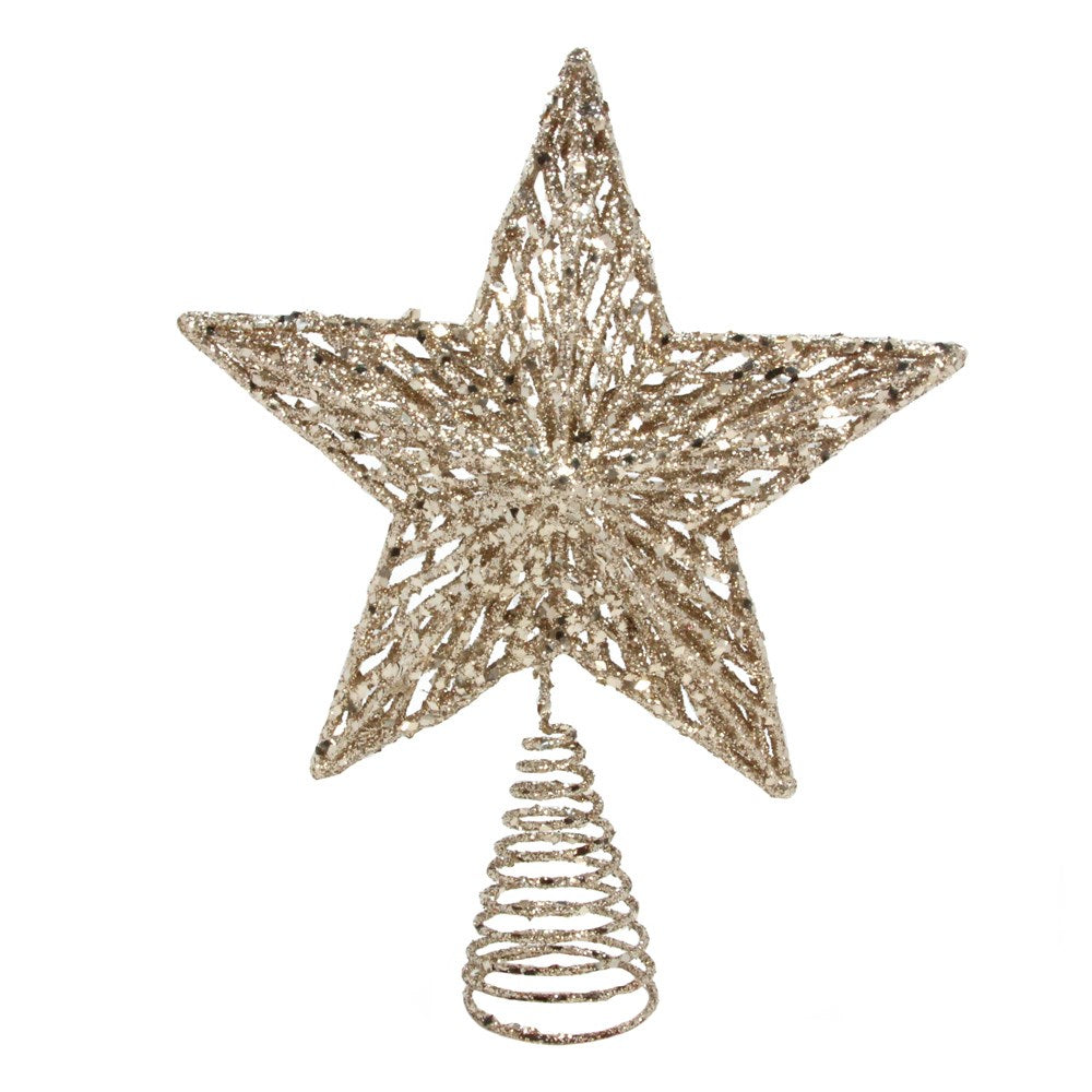 Gisela Graham Acrylic Champagne Gold Star Christmas Tree Topper - 23cm ...