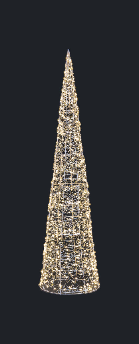 Gold Metal Wire Cone Tree 210cm with 2400 LED Lights – Southwood ...