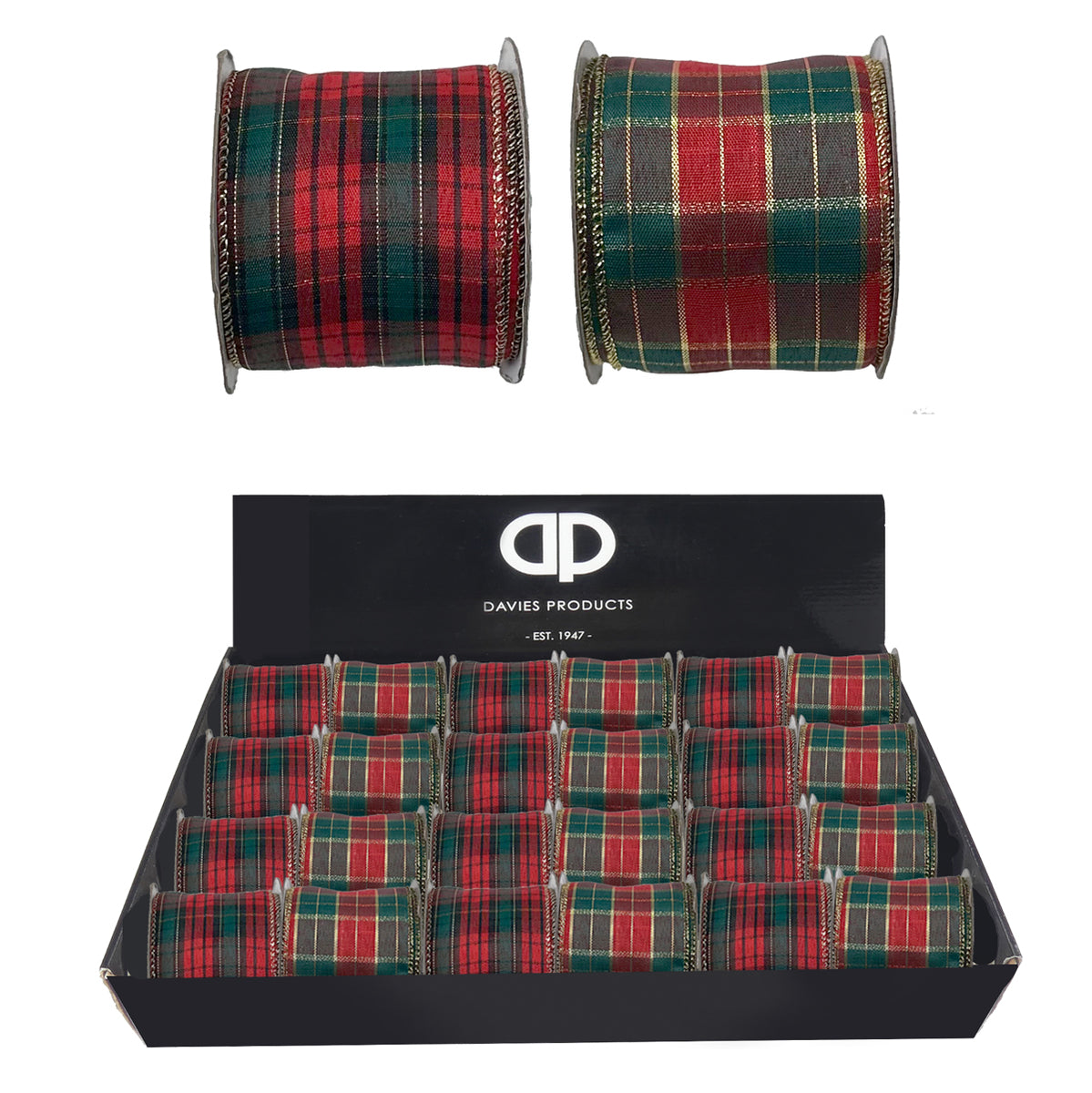 Tartan & Gold Wired Ribbon - 2.7m – Southwood Christmas Shop