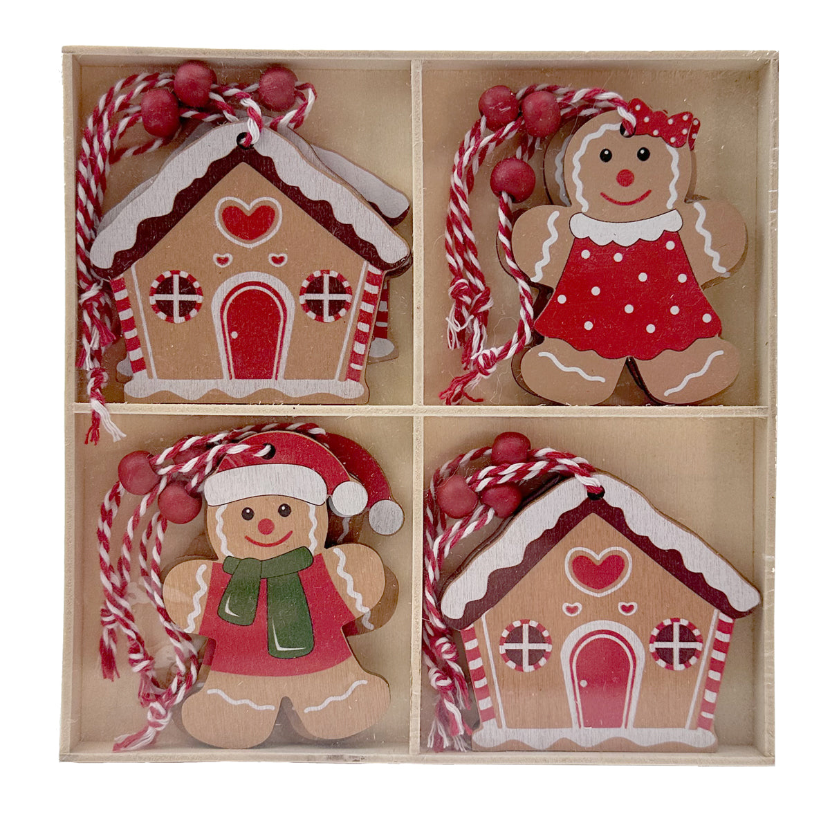 12 Pack of Gingerbread Assorted Wooden Hanging Decorations – Southwood ...