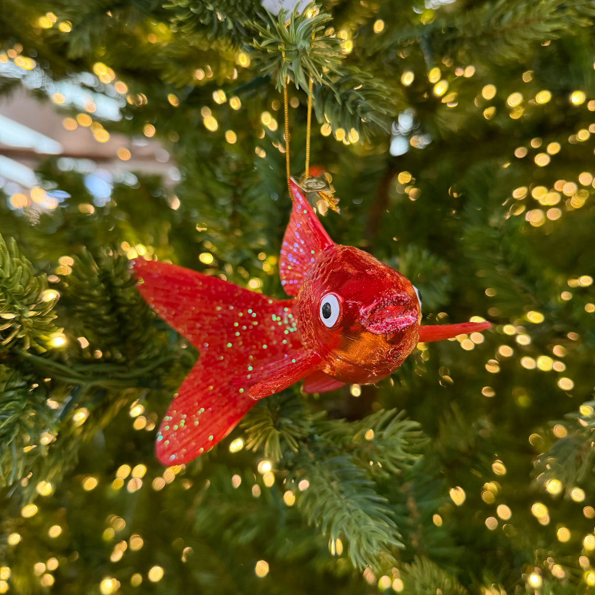 Noble Gems Glass Orange Goldfish Christmas Bauble – Southwood Christmas ...