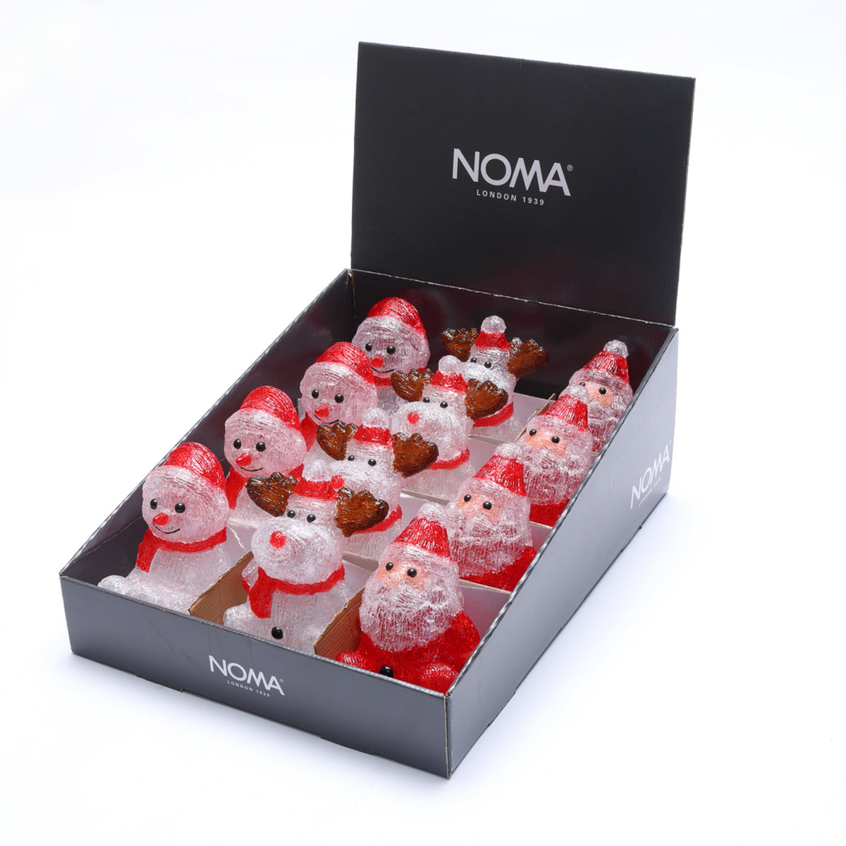 NOMA Small Acrylic Santa, Snowman or Reindeer with LED Lights ...