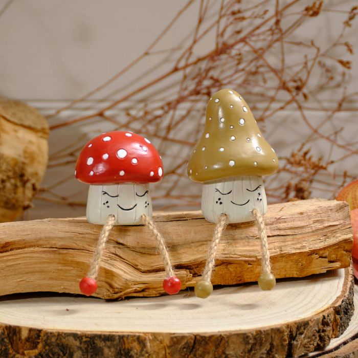 Toadstool Tales Resin Mushroom Shelf Sitter With Smiley Face ...