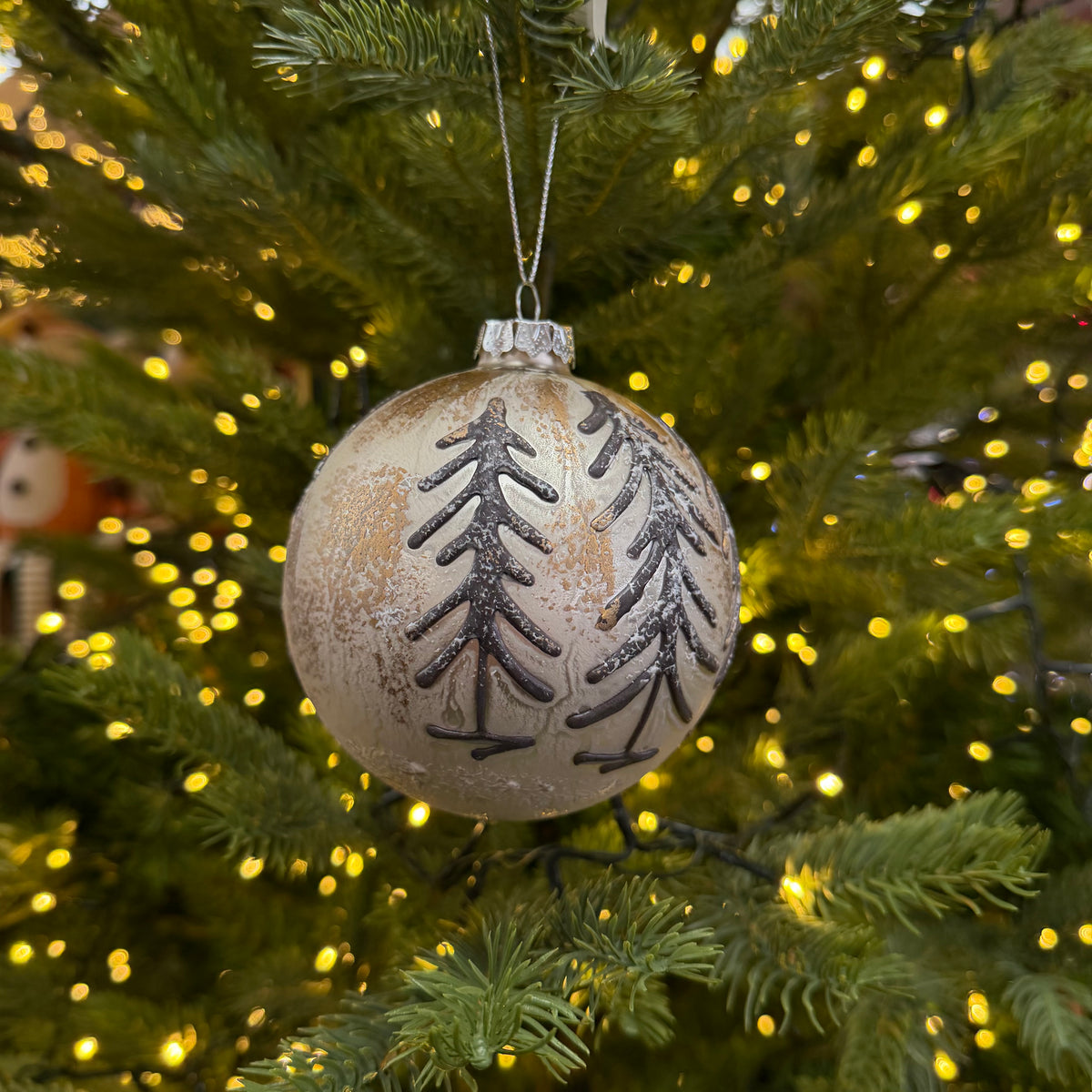 Large Silver Rustic Woodland Hand Painted Bauble – Southwood Christmas Shop