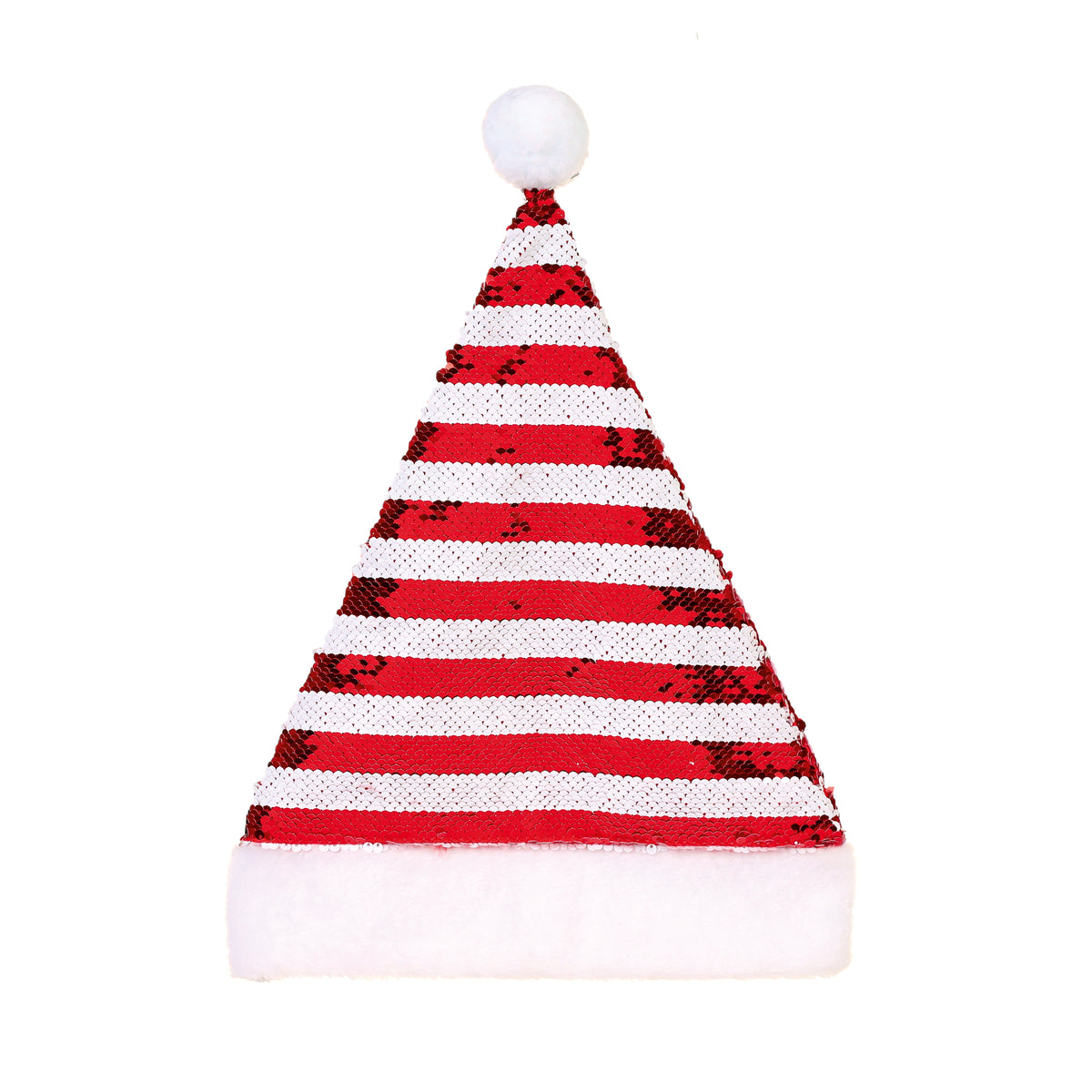 Red & White Stripe Sequin Candy Cane Santa Hat - 40cm – Southwood ...