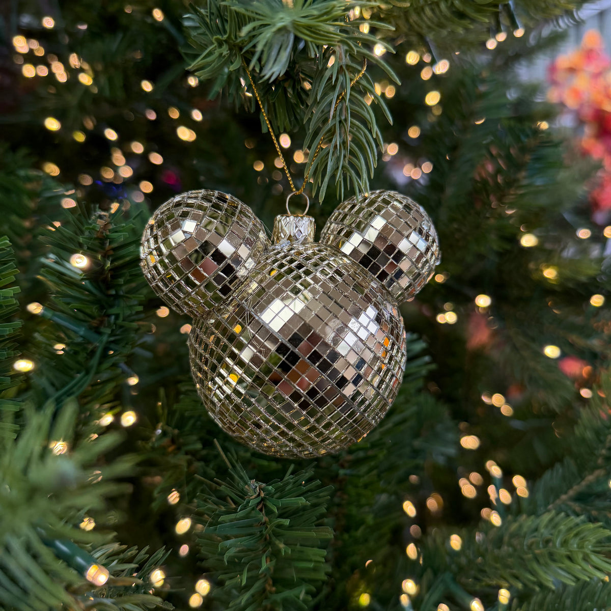Disney Mickey Mouse Shaped Disco Ball Gold Head Christmas Bauble ...