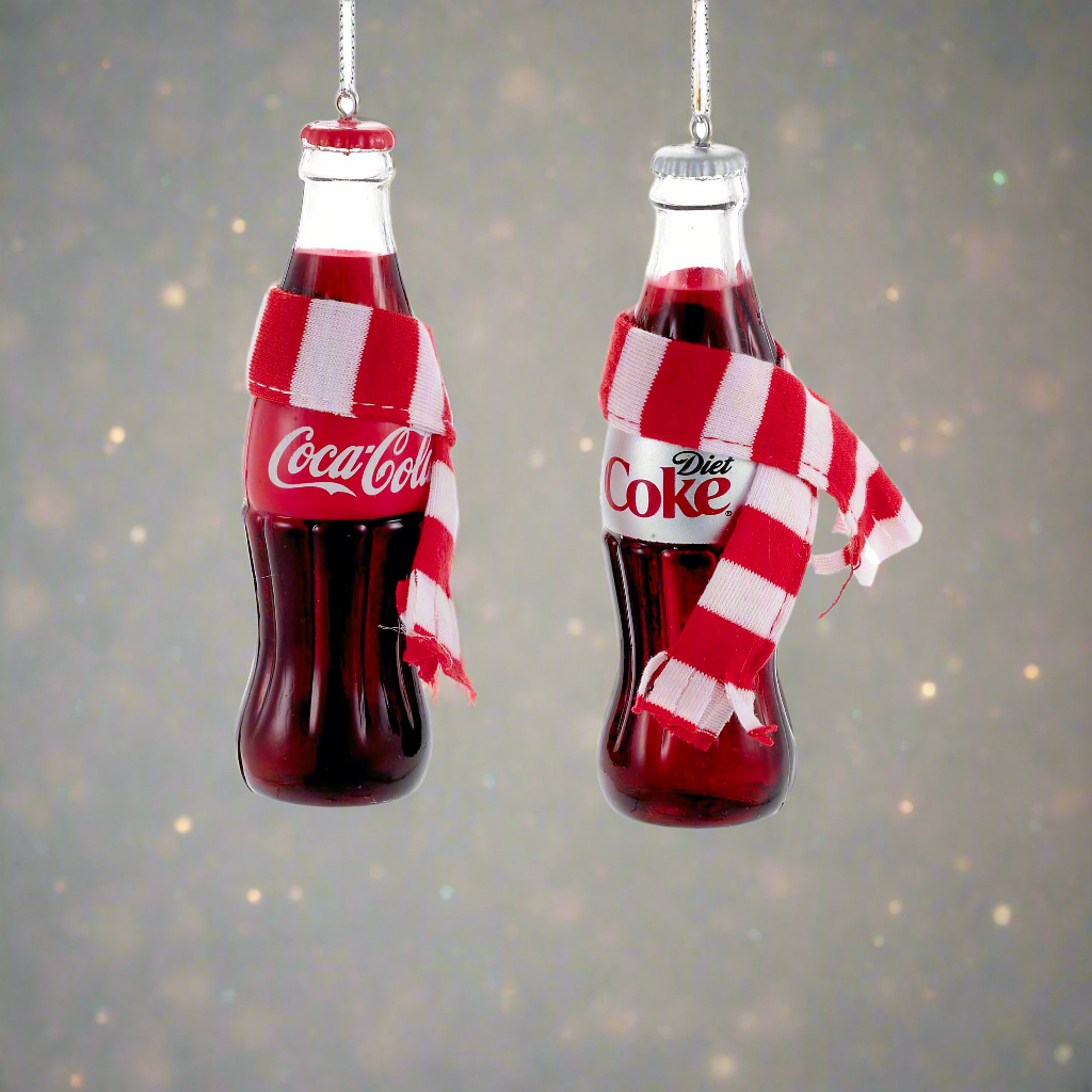 Coca-Cola Bottle with Red & White Scarf Christmas Bauble - Single ...