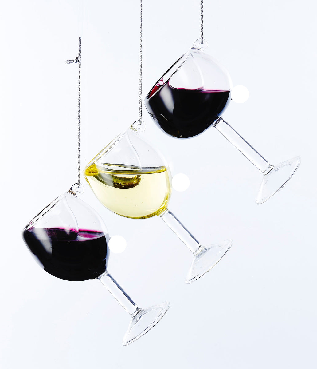Wine Glass Christmas Bauble Decoration with Moving Liquid - 4 ...
