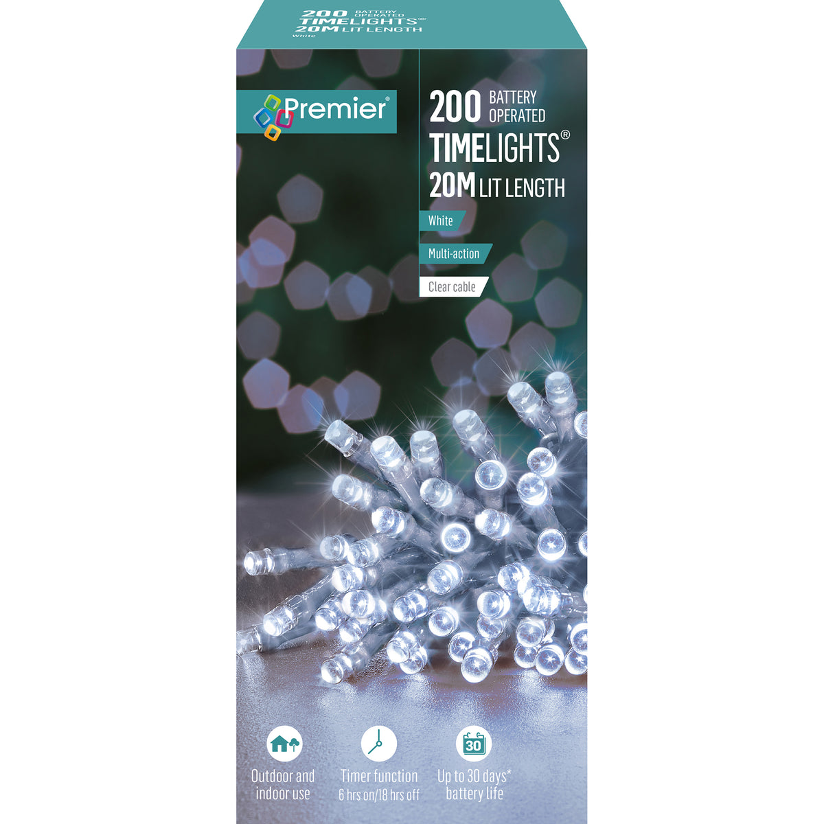 Battery Operated Multi Action Cool / Cold White LED String Time Lights ...