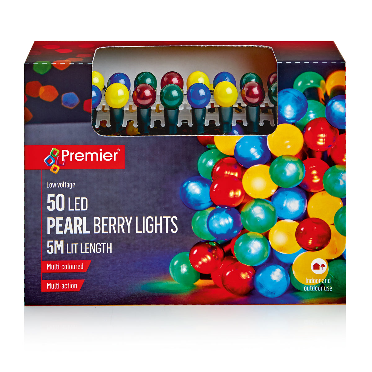 Premier Multi Coloured Multi Action Pearl Berry 50 LED Lights ...