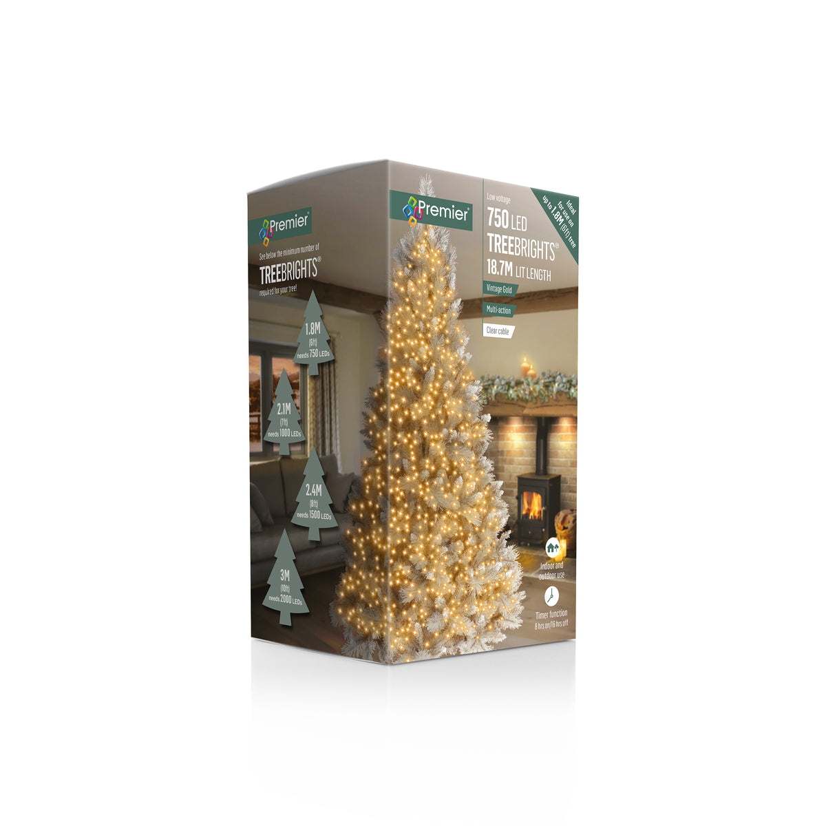 Premier Vintage Gold Multi Action LED Tree Brights Timer Christmas Tre ...