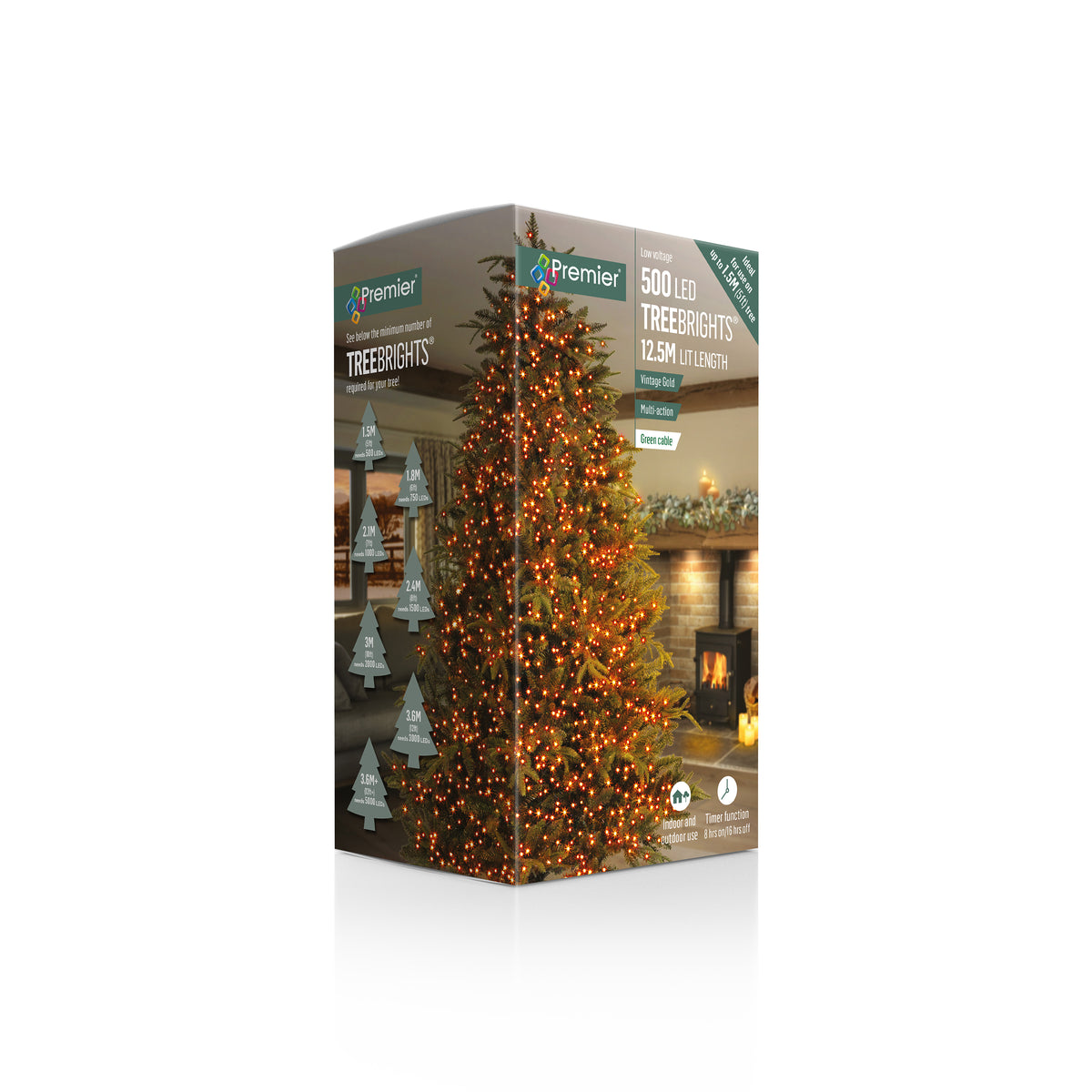 Premier Vintage Gold Multi Action LED Tree Brights Timer Christmas Tre ...