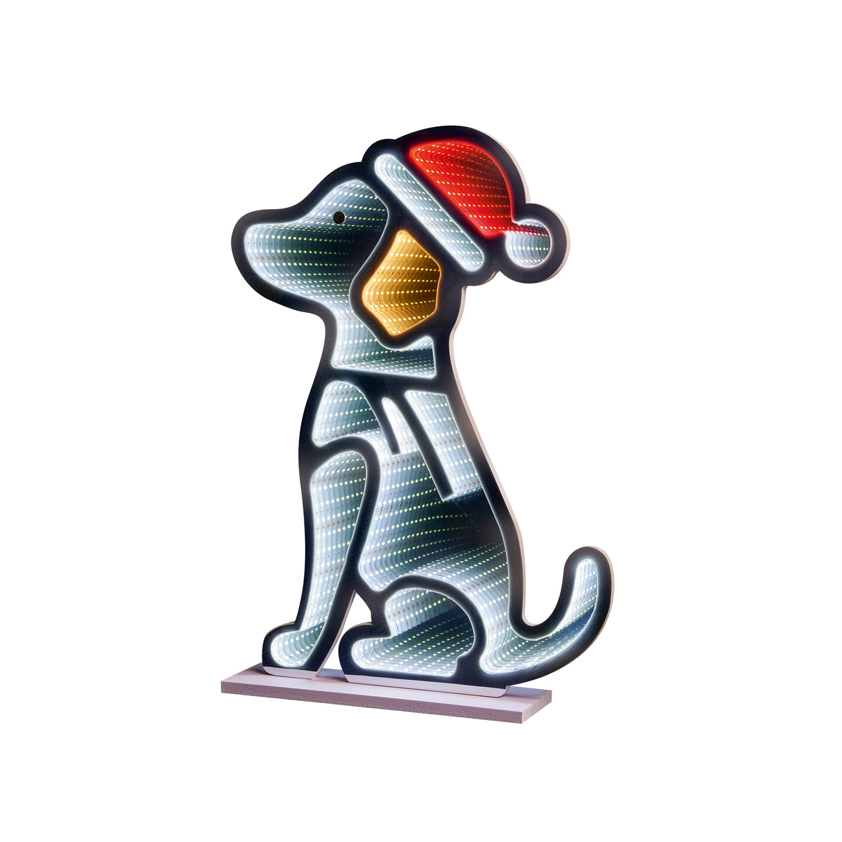 Premier Sitting Dog with Santa Hat Infinity Mirror Light 60cm ...