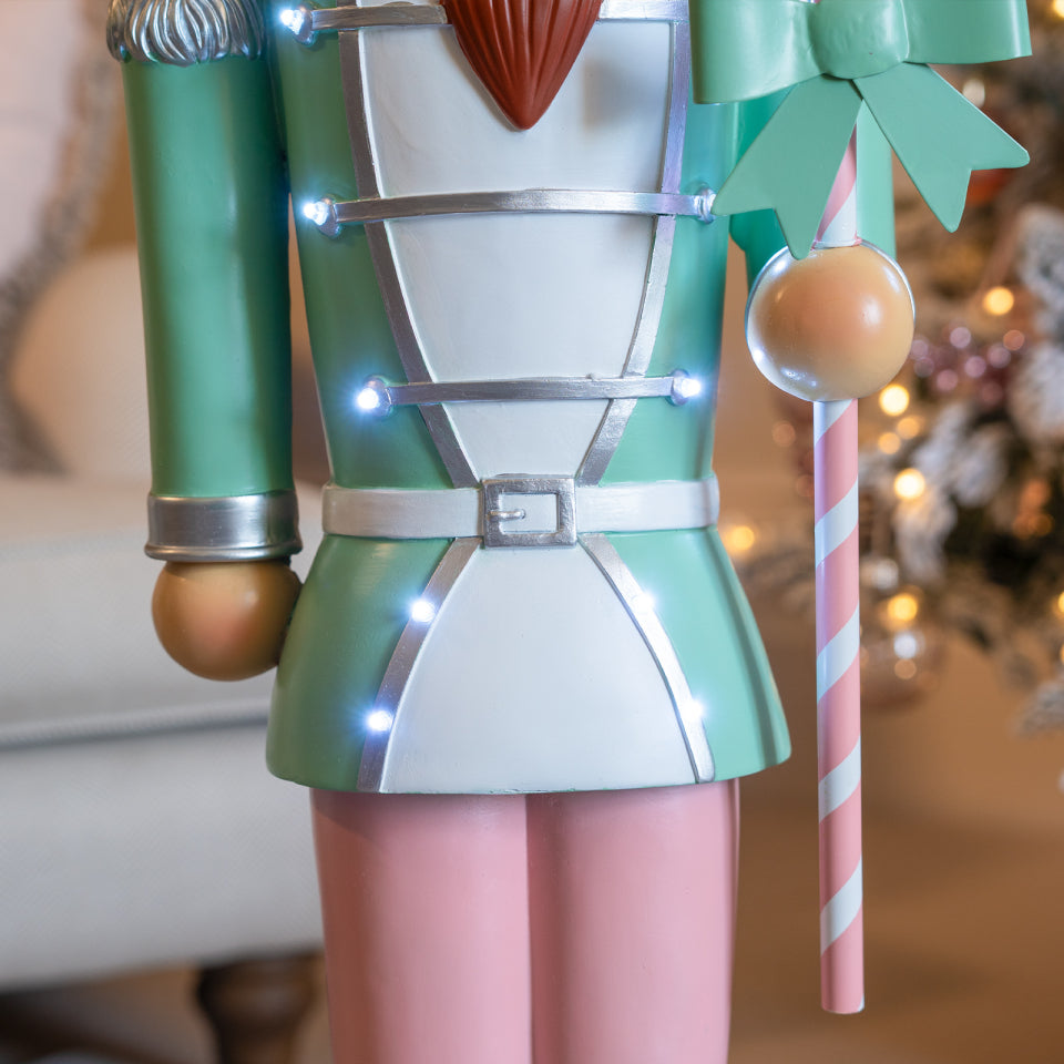 Noel the 3ft Pastel Pink Pastels Giant Nutcracker with Candy Cane Ligh ...