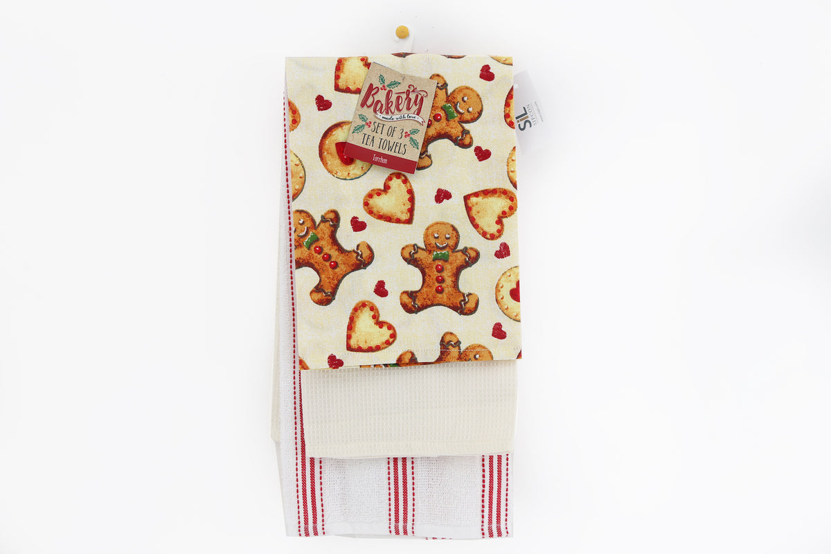 Gingerbread Bakery Tea Towels - Pack of 3 – Southwood Christmas Shop