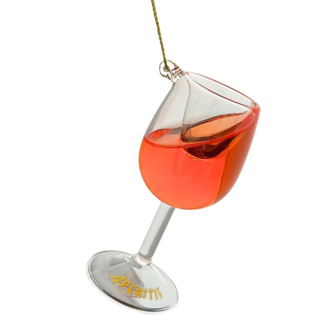 Aperol Wine Glass Christmas Bauble Decoration with Moving Liquid ...