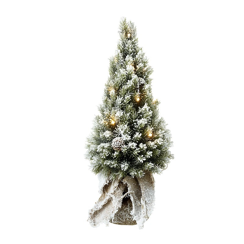 Light Up Snowy Fir Tree with Hessian Base – Southwood Christmas Shop