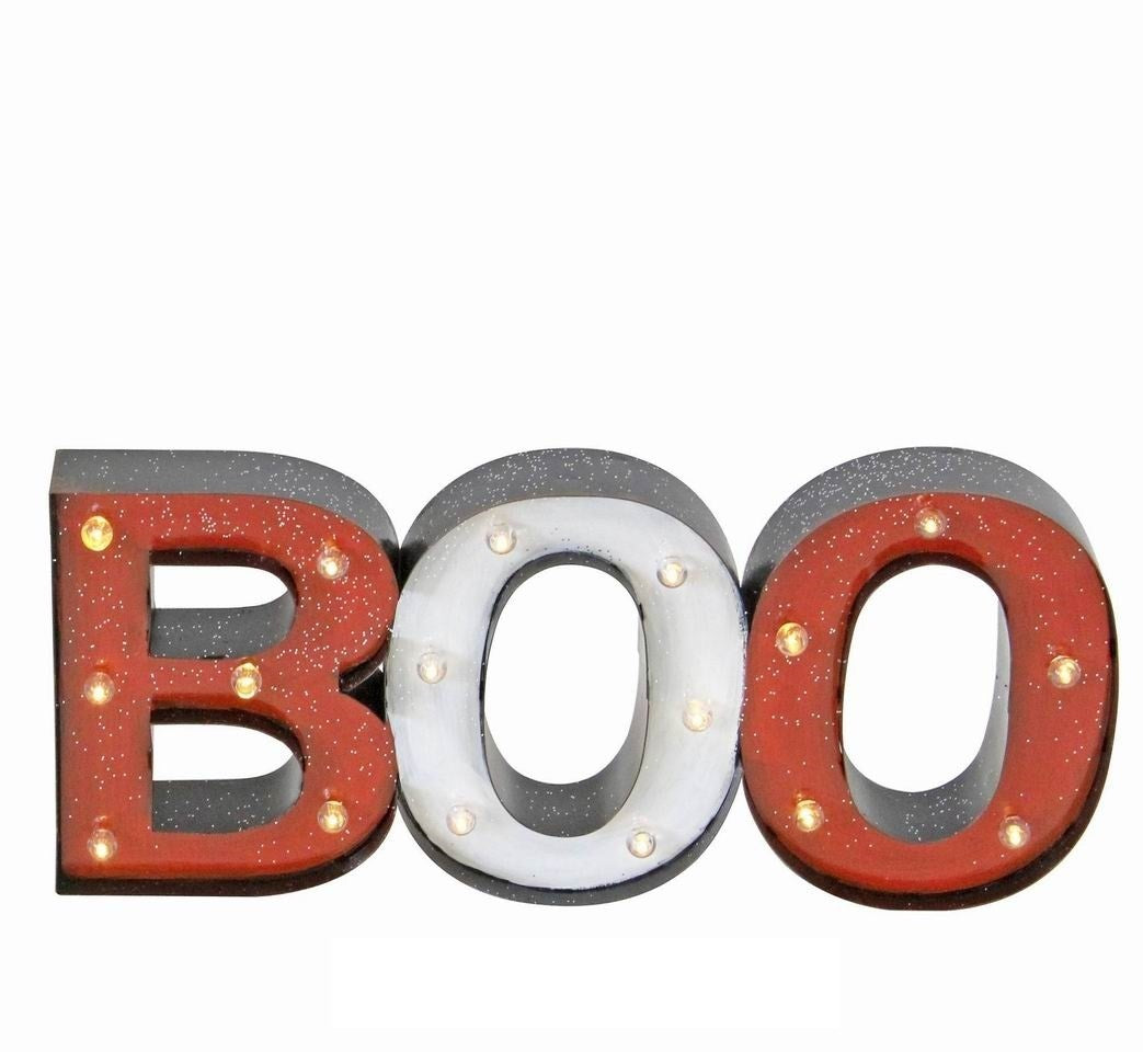 Large Halloween Light Up Metal Boo Sign – Southwood Christmas Shop