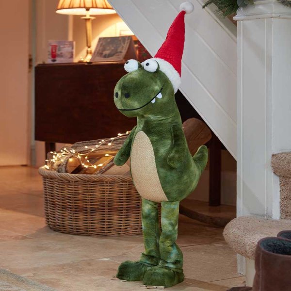 X-Large Christmas Standing Festive Dino Green Dinosaur - 85cm ...