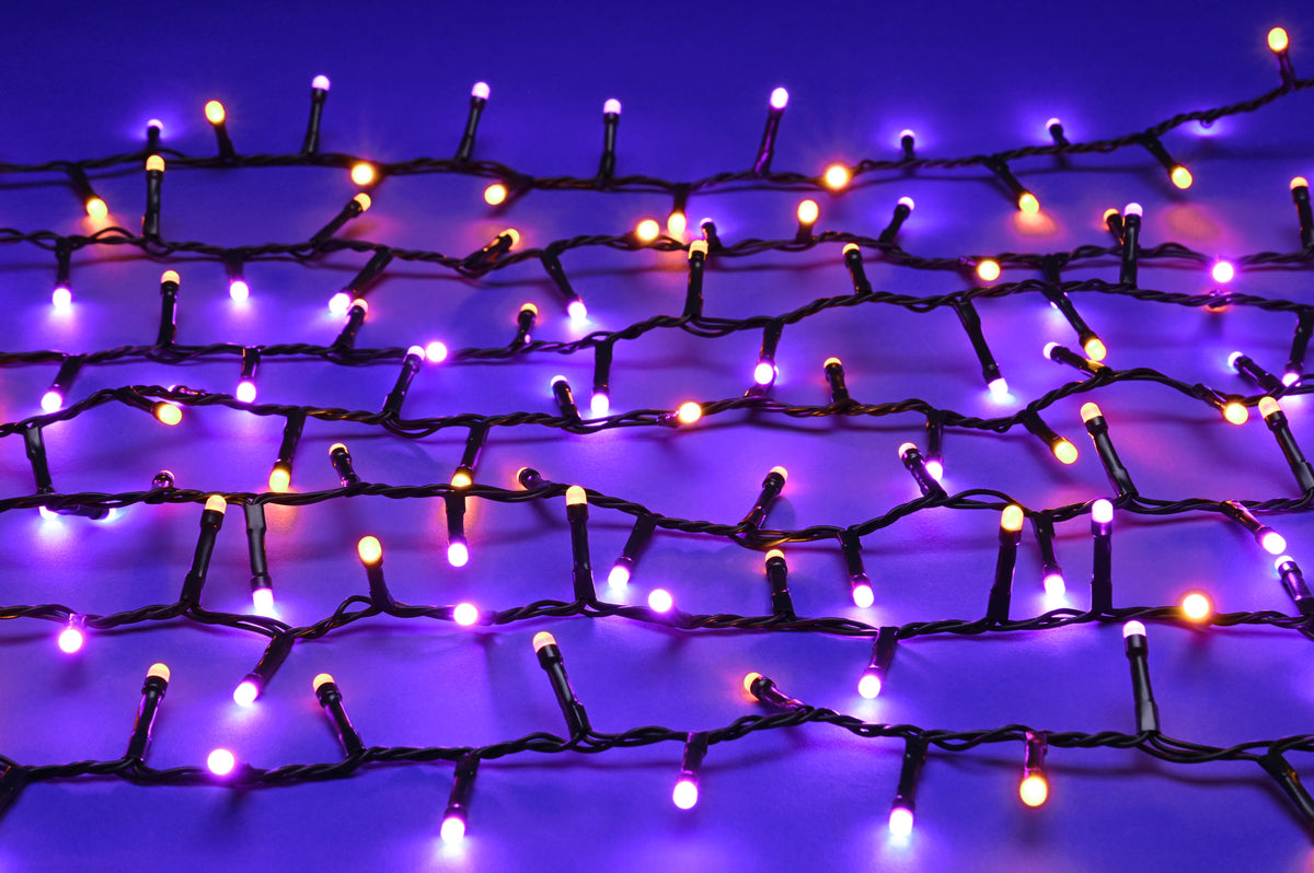 Festive Halloween Glow-Worm Lights Purple & Orange Set of 1000 LEDs ...