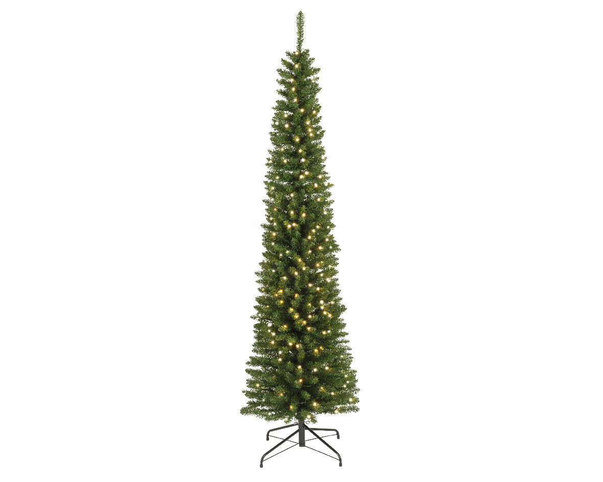 Everlands Pre-Lit Green Pencil Pine Artificial Christmas Tree with LED ...