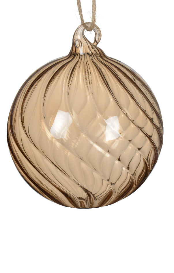 Brown Transparent Glass Swirl Bauble - 8cm – Southwood Christmas Shop