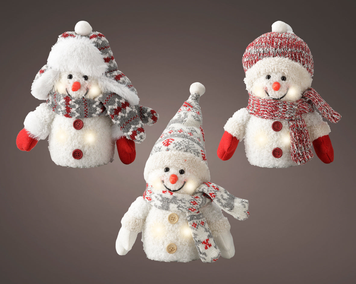 Light Up Snowman Figurine with Wooly Hat, Scarf & Gloves - Single ...