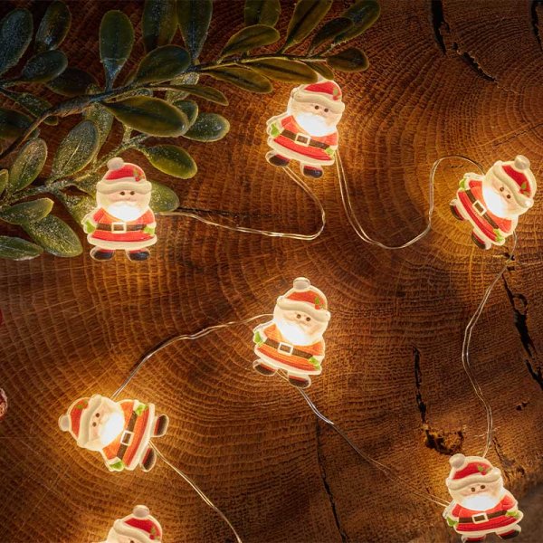 Santa String Lights - Set of 20 Battery Operated – Southwood Christmas Shop