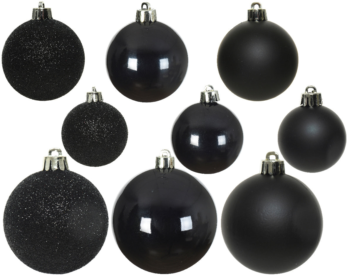Black Shatterproof Bauble Mix - Tube of 30 – Southwood Christmas Shop