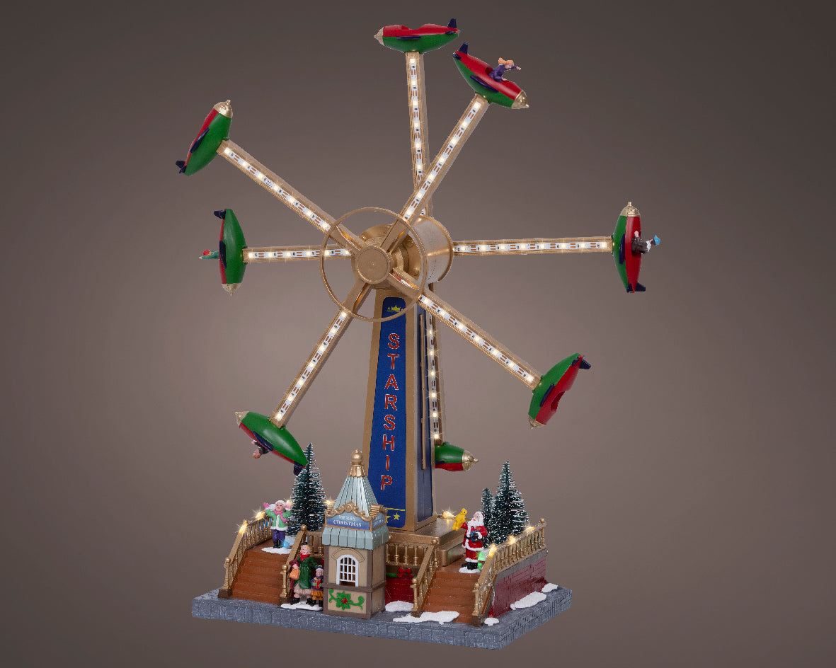 Lumineo Christmas Multi Armed Starship Fairground Ride with Lights & M ...