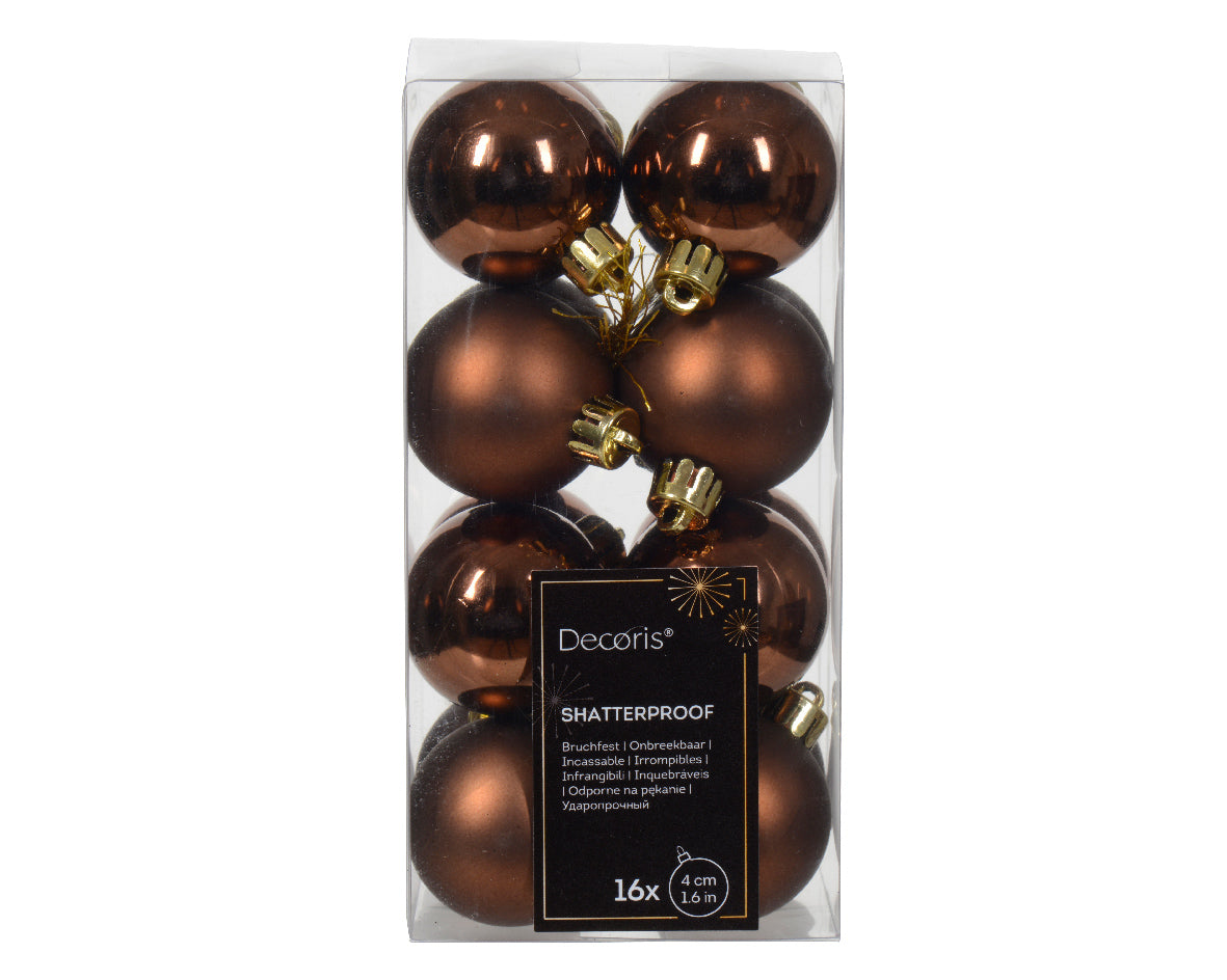 Espresso Shatterproof Baubles - Box of 16 - 4cm – Southwood Christmas Shop