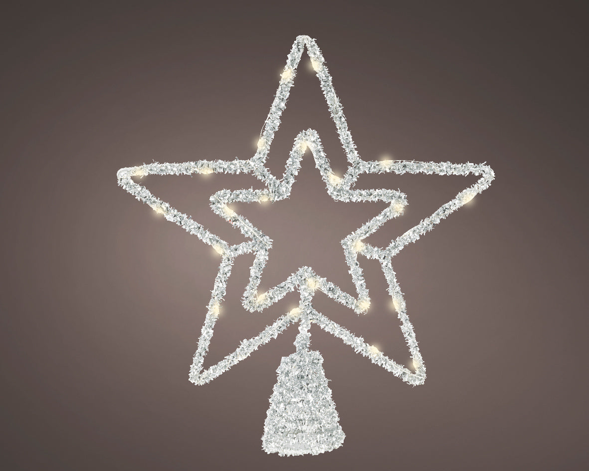 Silver Warm White Light Up Metal Star Tree Topper – Southwood Christmas ...
