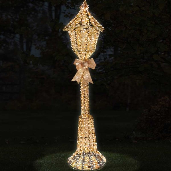 Three Kings X-Large 230cm GoldTwist Light Up LED Warm White Lamp Post ...